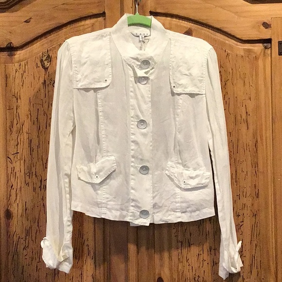 CAbi | Jackets & Coats | Cabi333 White Linen Topside Topper Jacket ...